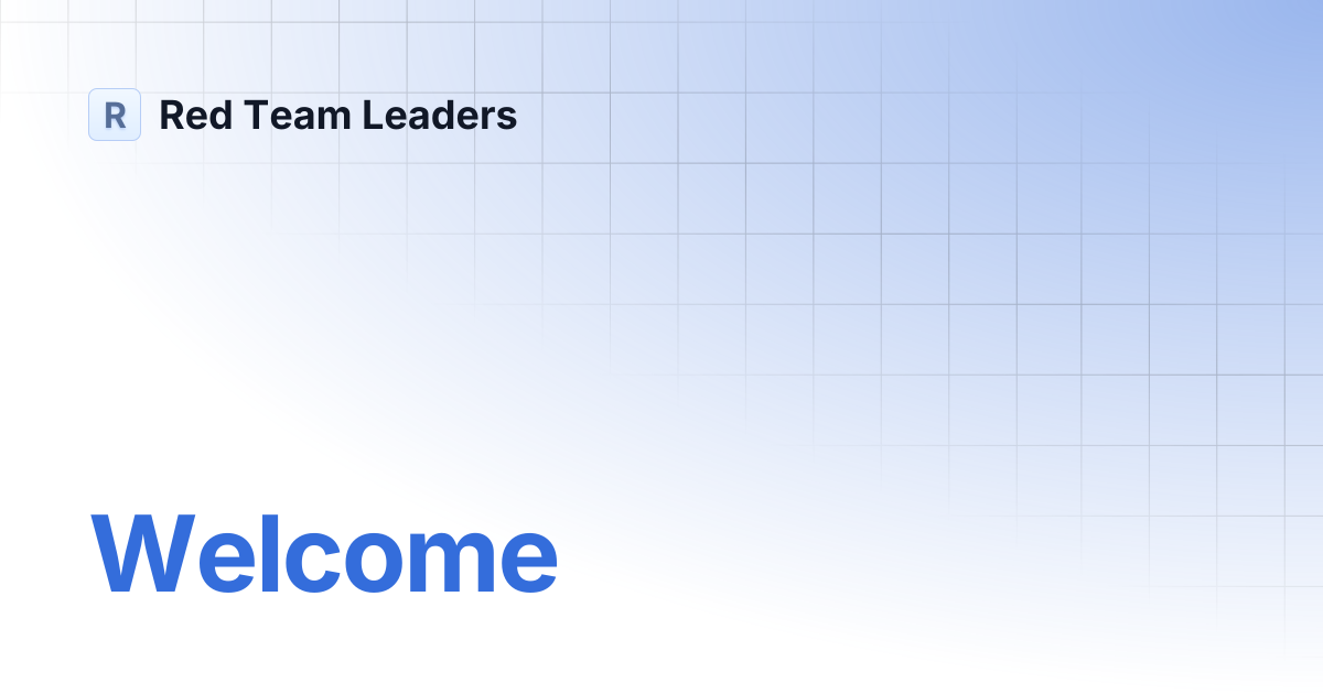 Welcome | Red Team Leaders